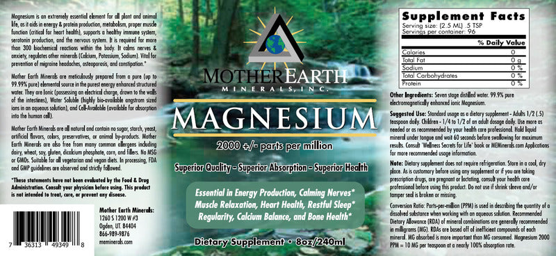 Magnesium 8 oz Mother Earth Minerals – Earthly Living Products